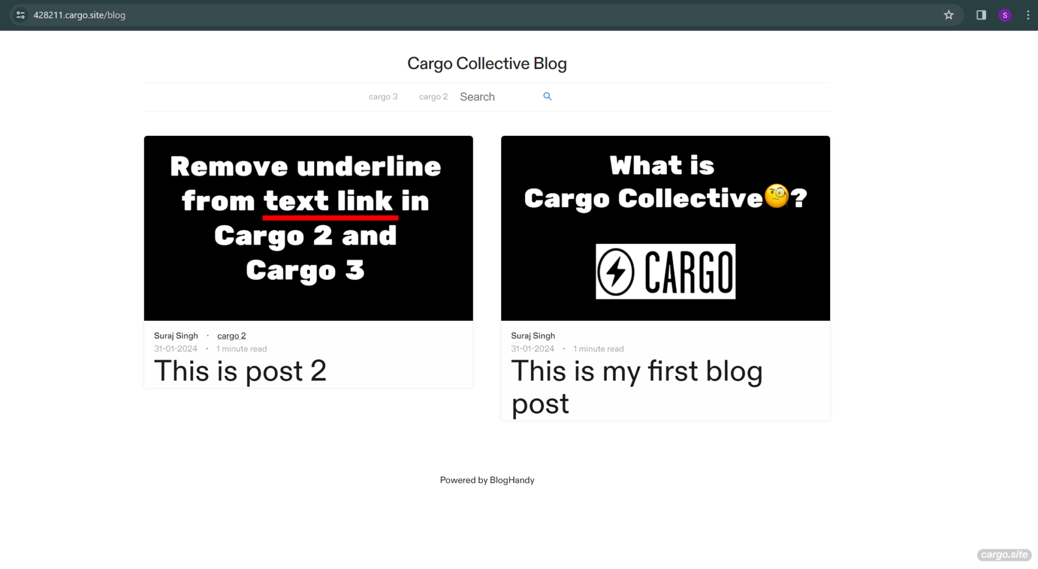 Easy Cargo Collective Blog Integration (2024) - Cargo Site Tutorials